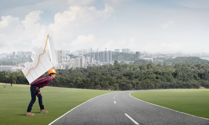 Engineer Man Carry Progress Graph Stock Photo - Image of analysis ...
