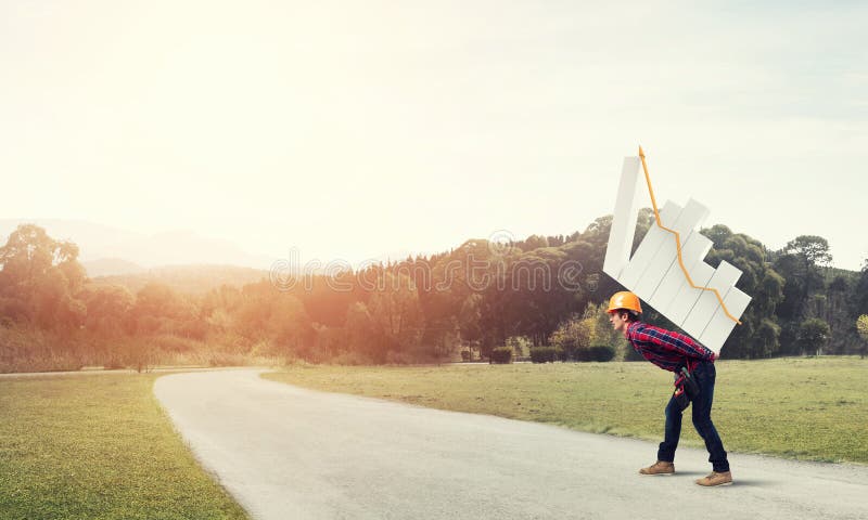 Engineer Man Carry Progress Graph Stock Image - Image of analysis ...