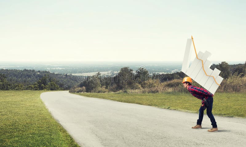 Engineer Man Carry Progress Graph Stock Photo - Image of engineering ...