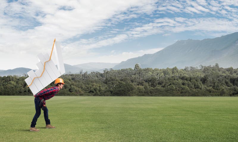 Engineer Man Carry Progress Graph Stock Image - Image of success ...