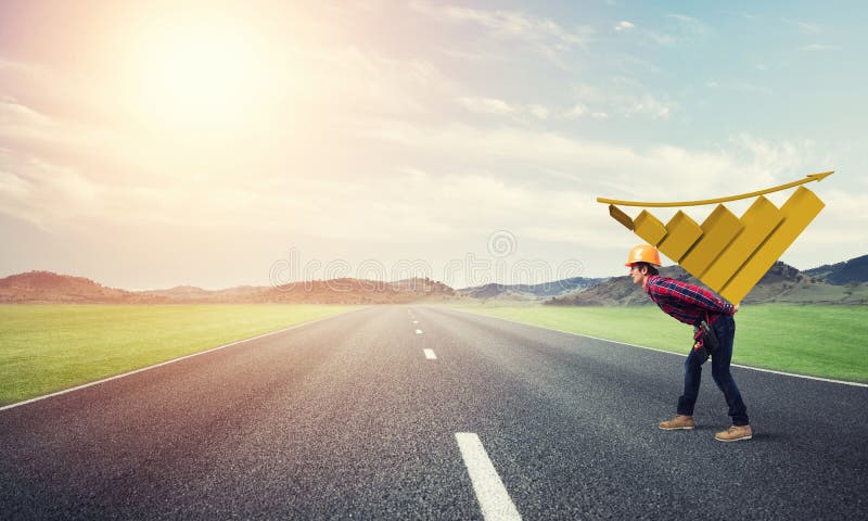 Engineer Man Carry Progress Graph Stock Photo - Image of engineer ...