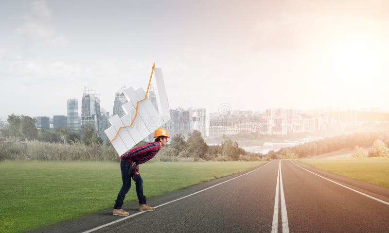 Engineer Man Carry Progress Graph Stock Photo - Image of engineer ...