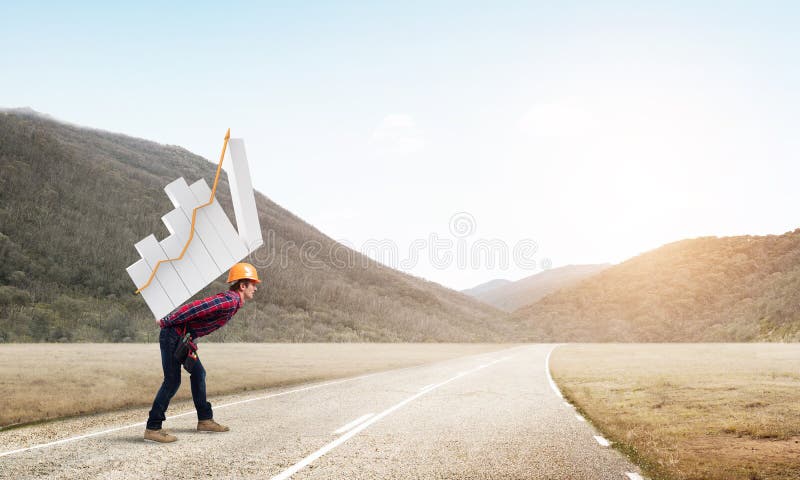 Engineer Man Carry Progress Graph Stock Photo - Image of employment ...