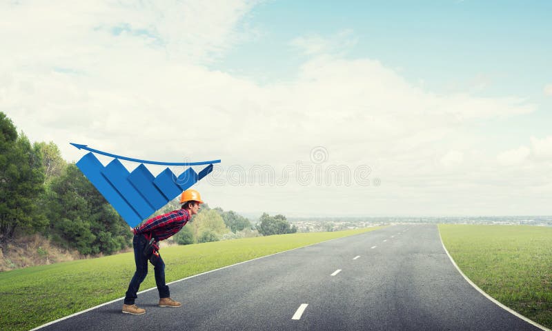 Engineer Man Carry Progress Graph Stock Photo - Image of male, vision ...