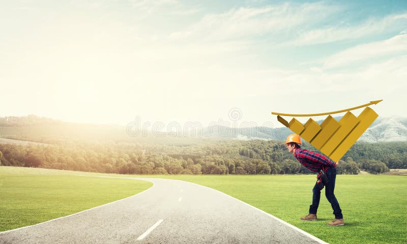 Engineer Man Carry Progress Graph Stock Image - Image of inspiration ...