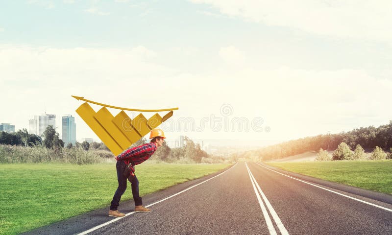 Engineer Man Carry Progress Graph Stock Image - Image of finance ...