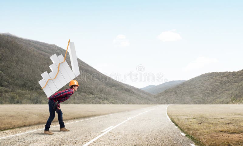 Engineer Man Carry Progress Graph Stock Photo - Image of analytics ...