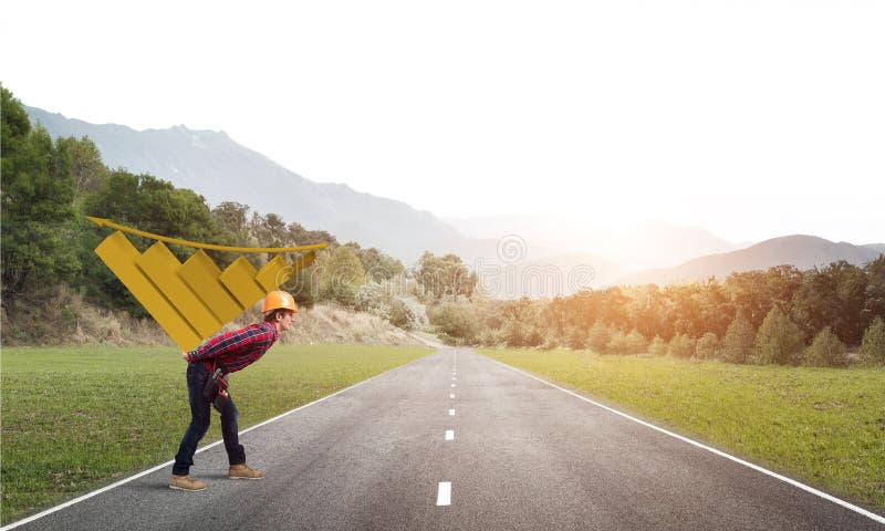 Engineer Man Carry Progress Graph Stock Photo - Image of project ...