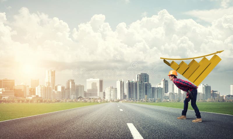 Engineer Man Carry Progress Graph Stock Image - Image of concept, idea ...