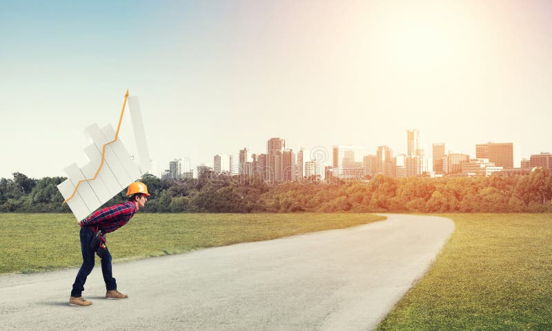 Engineer Man Carry Progress Graph Stock Photo - Image of vision ...