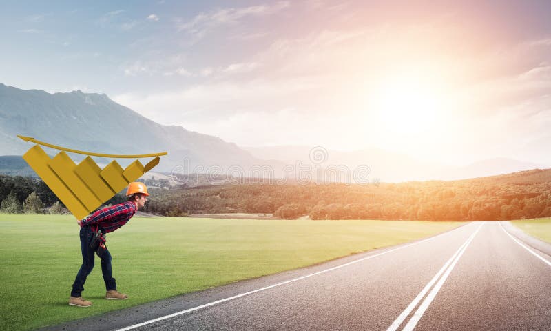 Engineer Man Carry Progress Graph Stock Photo - Image of contractor ...