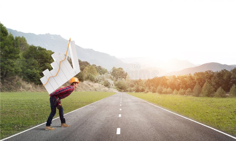 Engineer Man Carry Progress Graph Stock Image - Image of engineering ...