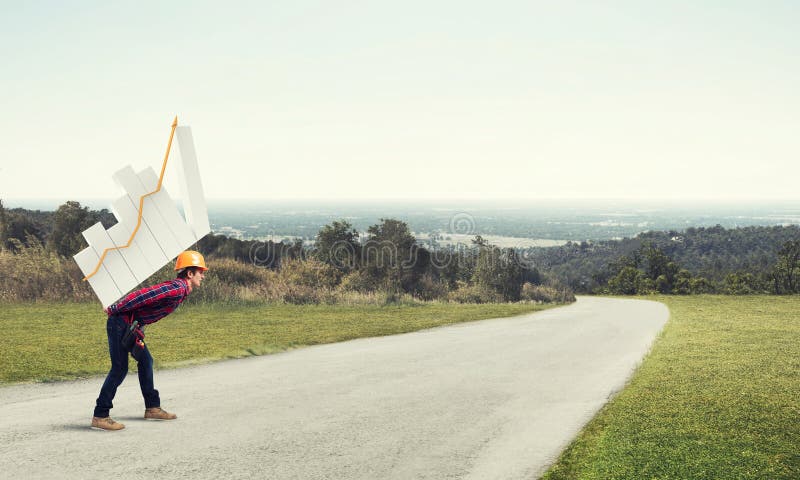 Engineer Man Carry Progress Graph Stock Image - Image of opportunity ...