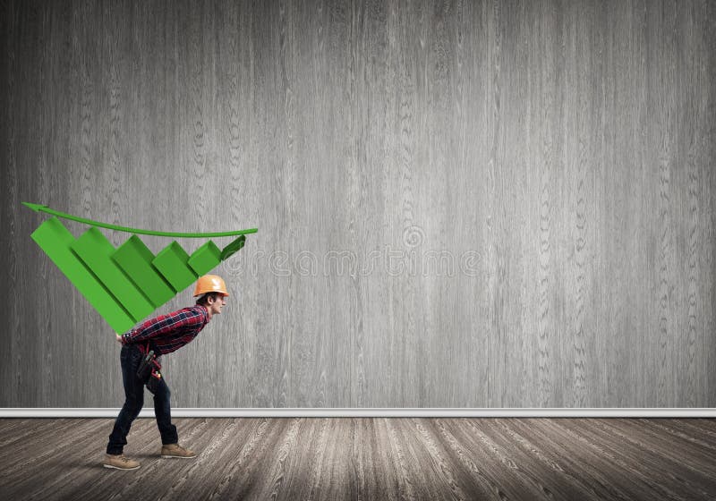 Engineer Man Carry Progress Graph Stock Photo - Image of communication ...