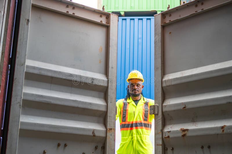 Engineer Man Checking Containers Box in in Industry Containers Yard ...