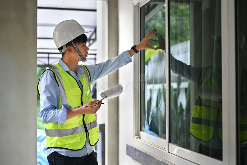 Engineer Man with Digital Tablet Checking and Inspecting Progressing ...