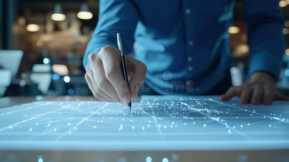 Engineer Man is Drawing a Blueprint with a Pen Stock Image - Image of ...