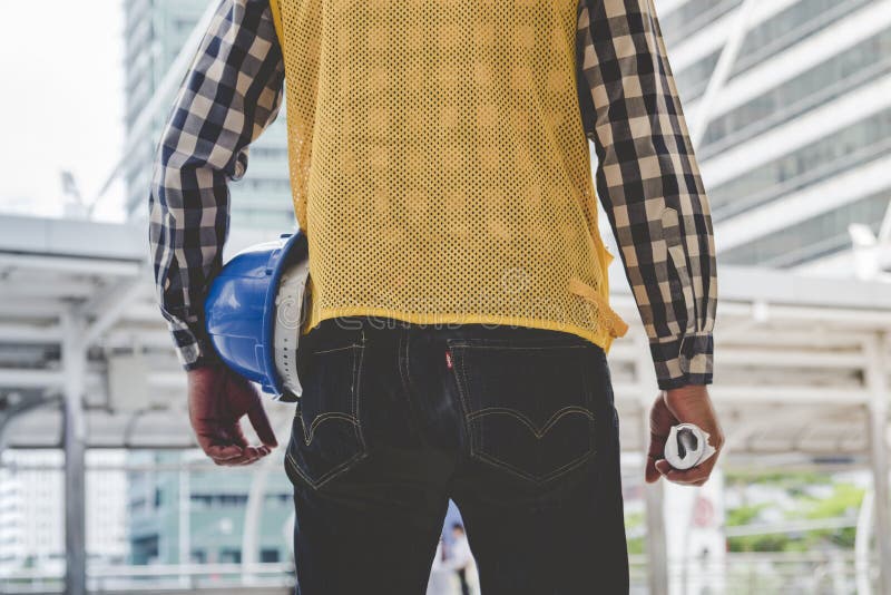 Engineer Man Hands Holding Hardhat White Work Helmet Hard Hat for Civil ...