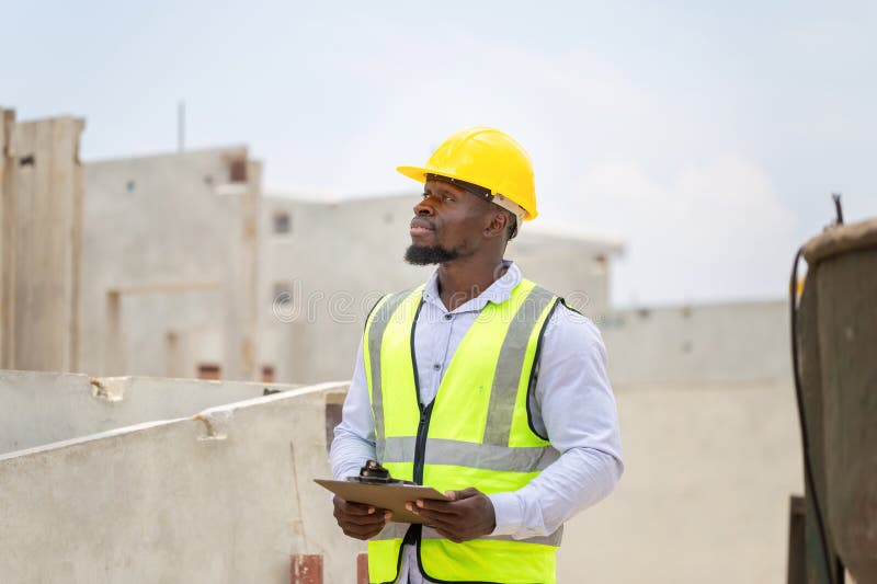 Engineer Man in Hardhats on Construction Site, Foreman Checking Project ...