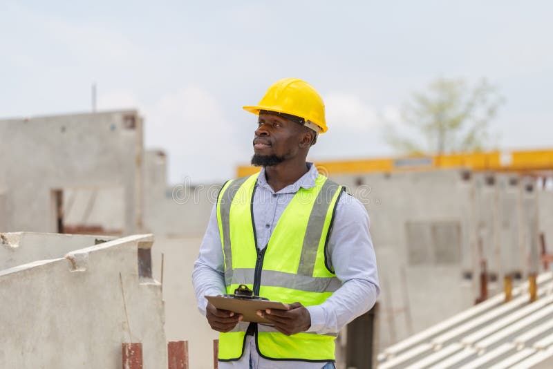 Engineer Man in Hardhats Working at Construction Site, Foreman Checking ...