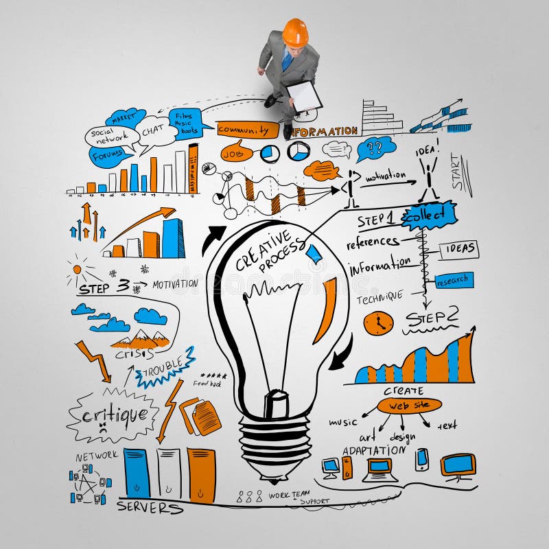 Engineer Man and His Business Strategy Stock Illustration ...