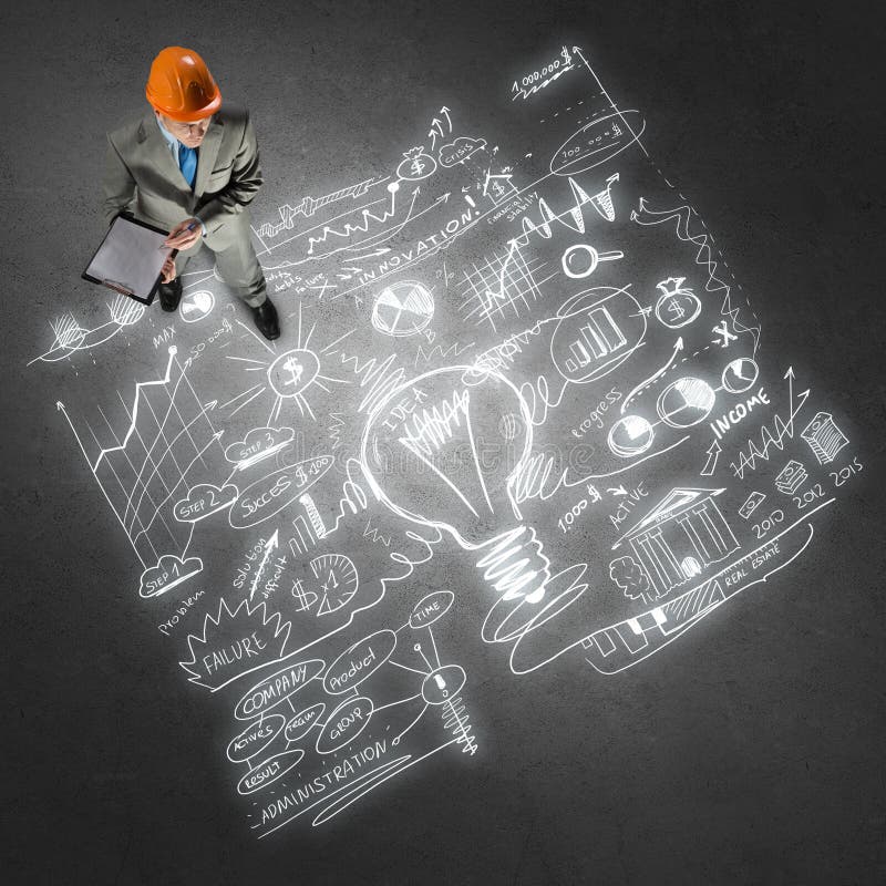 Engineer Man and His Business Strategy Stock Illustration ...