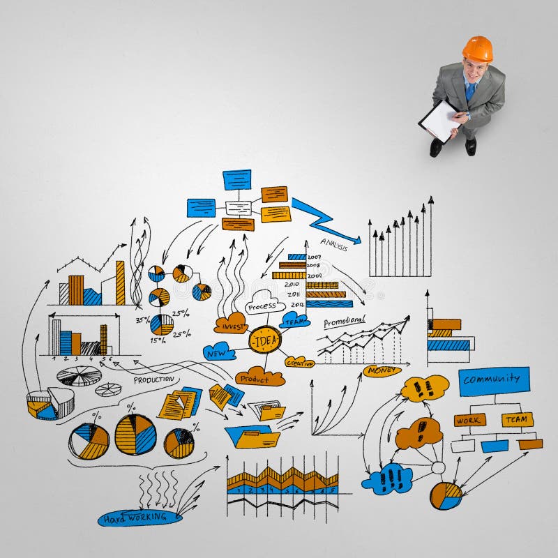 Engineer Man and His Business Strategy Stock Illustration ...