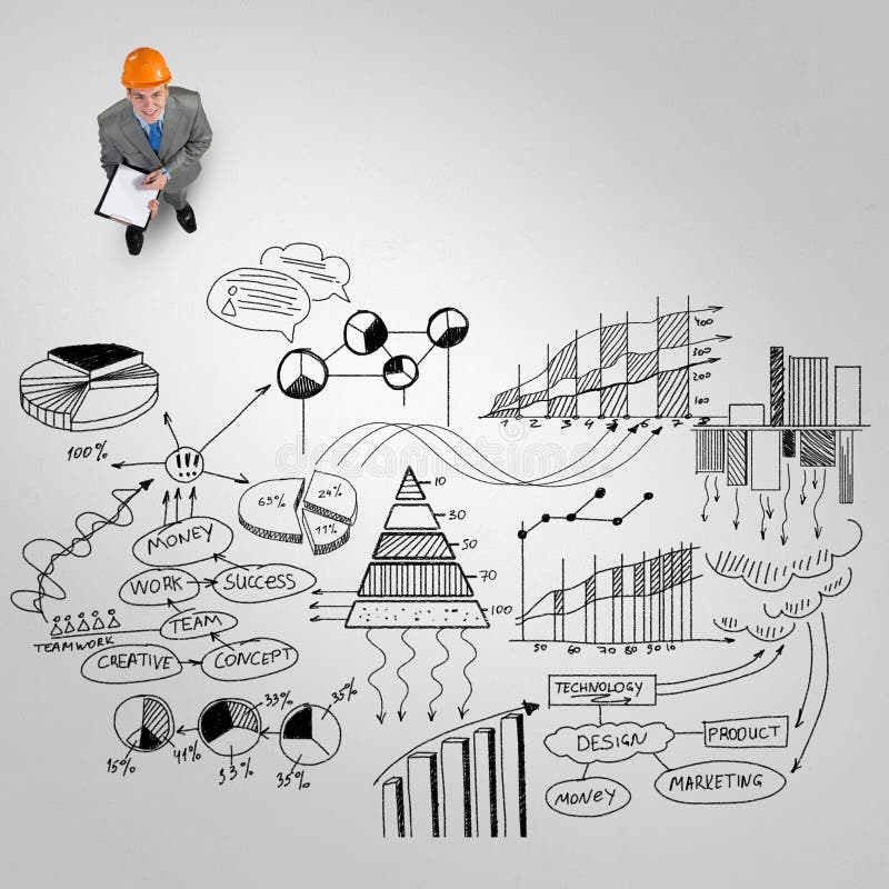 Engineer Man and His Business Strategy Stock Illustration ...