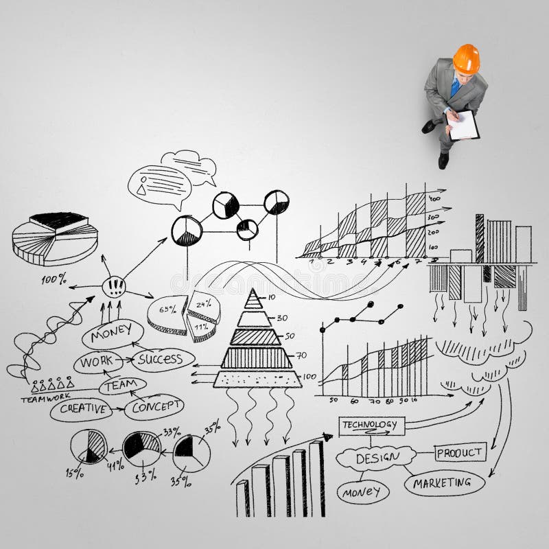 Engineer Man and His Business Strategy Stock Illustration ...