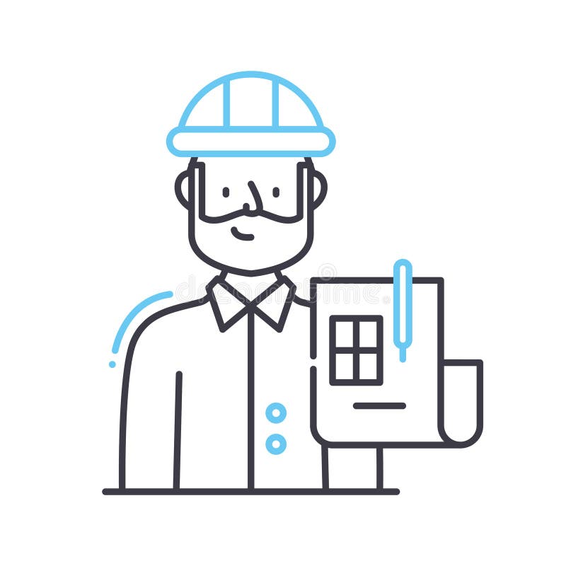 Engineer Man Line Icon, Outline Symbol, Vector Illustration, Concept ...
