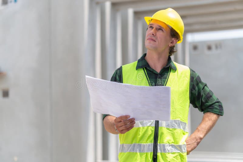 Engineer Man Planning Project in the Factory Site, Foreman Worker ...