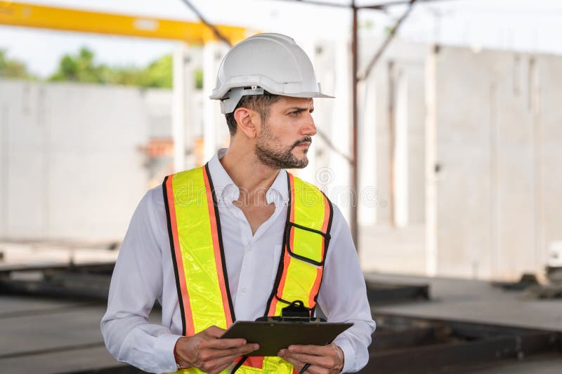 Engineer Man Planning Project in the Factory Site, Foreman Worker ...