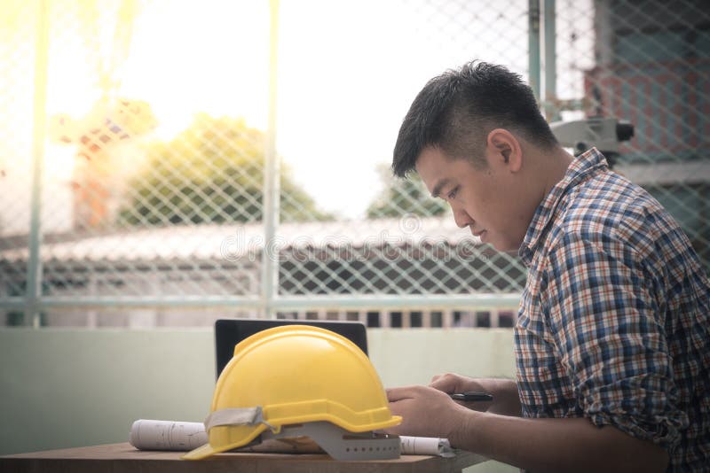 Engineer manager stock image. Image of engineer, blueprint - 100008195