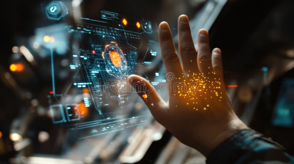 Engineer Managing Innovative Production Using Futuristic Transparent ...