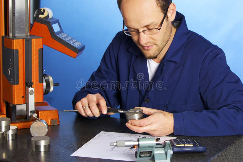 Macro of Engineer Measuring Stock Photo - Image of human, blue: 14420746