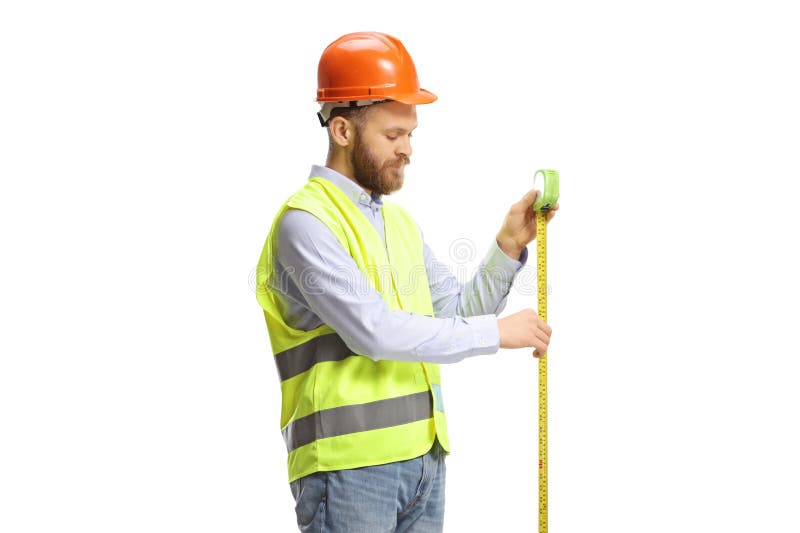 Engineer Measuring Using a Steel Tape Measure Stock Image - Image of ...