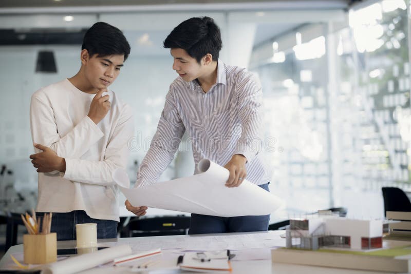 Engineer Meeting for Architectural Project Stock Image - Image of ...