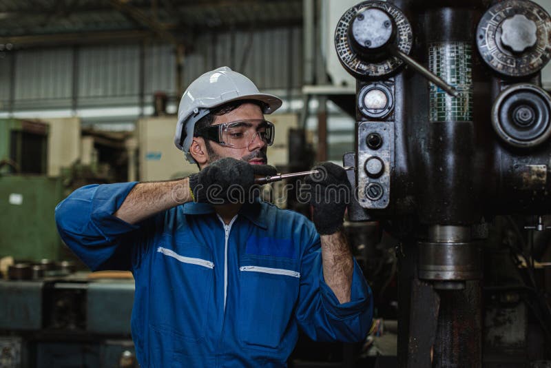 Engineer Men Wearing Uniform Safety in Factory. Stock Image - Image of ...