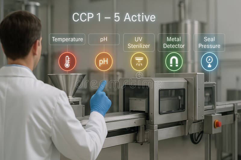 Engineer Monitors Critical Control Points in Food Processing Line with ...