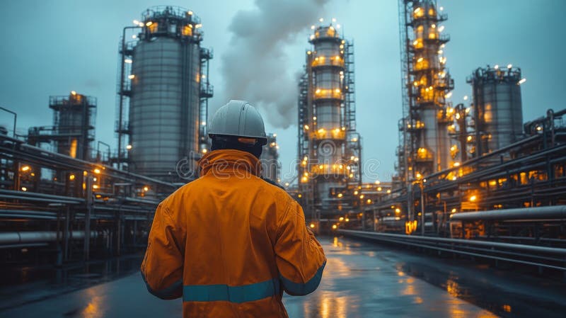 Engineer Observing Automated Processes at a Petrochemical Refinery ...