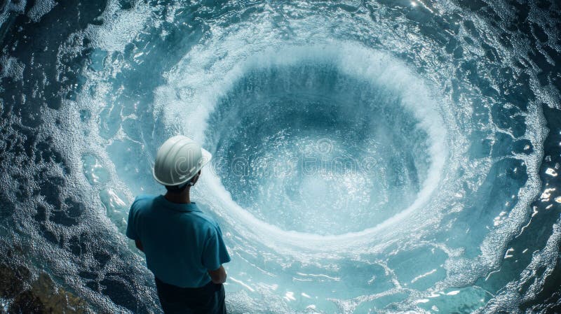 Engineer Observing Powerful Water Vortex Stock Illustration ...