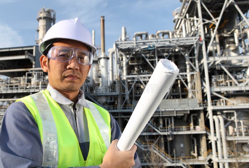 Oil and Gas Worker in Action Inside Refinery Stock Photo - Image of ...