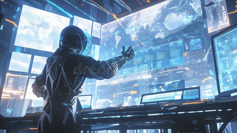 Engineer Operates Advanced Automation System in High-tech Control Room ...