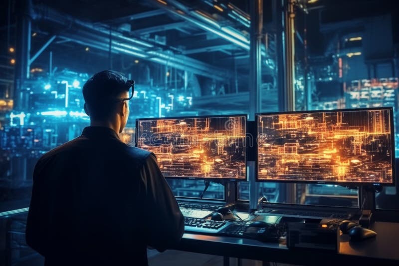 A Specialist Manages the Work Process in Production. an Engineer ...