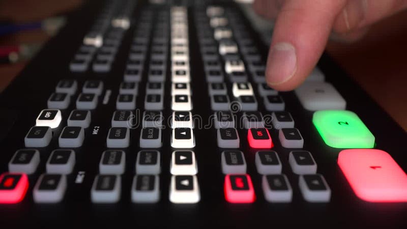 An Engineer Operates a Digital Video Mixer. a Man Switches Buttons on ...