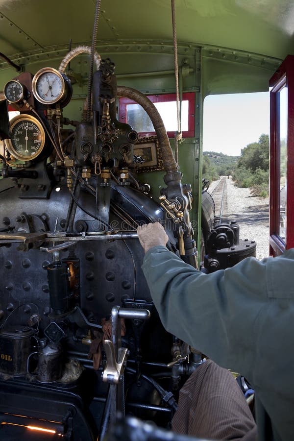 Engineer Operatin Steam Locomotive Stock Photo - Image of pipework ...