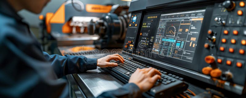Engineer Operating a Complex Control Panel Stock Illustration ...