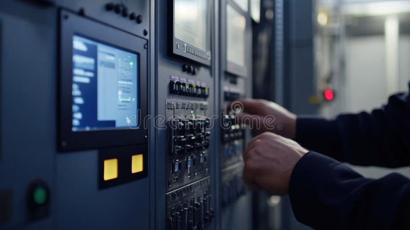 Engineer Operating Control Panel in Industrial Facility Stock Photo ...