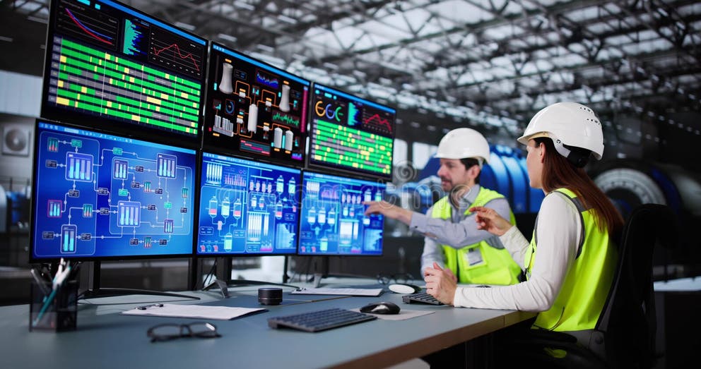 The Engineer Operating the Control System Stock Photo - Image of screen ...