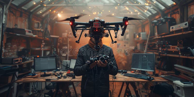 Engineer Testing Drone in Hightech Workshop with Latest Technology and ...